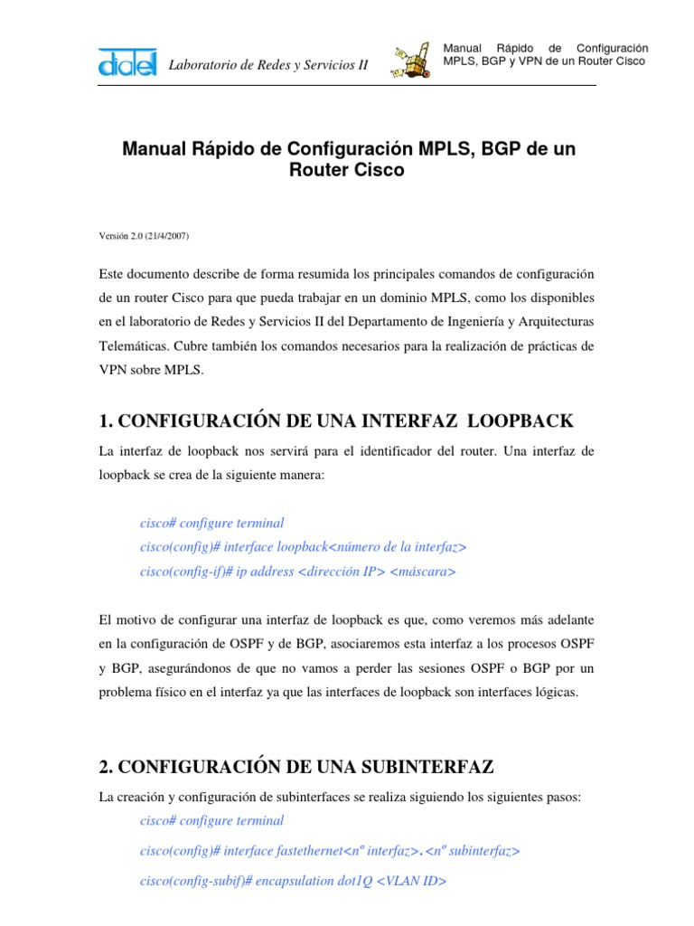 Manual Corto Cisco Mpls Bgp Vnp Pdf Enrutador Computación