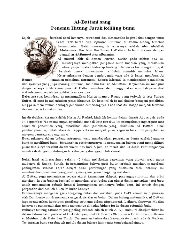 Biografi Al-Battani: Astronom Muslim Terkenal | PDF | Sejarah | Agama ...