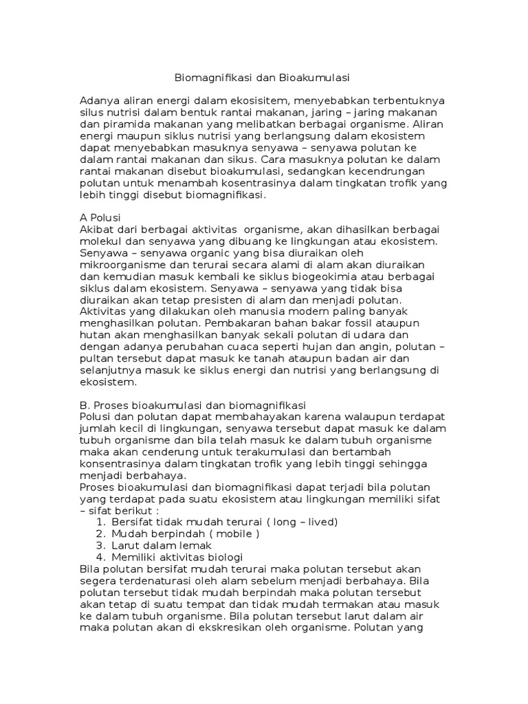 Biomagnifikasi Dan Bioakumulasi (Bahan) | PDF