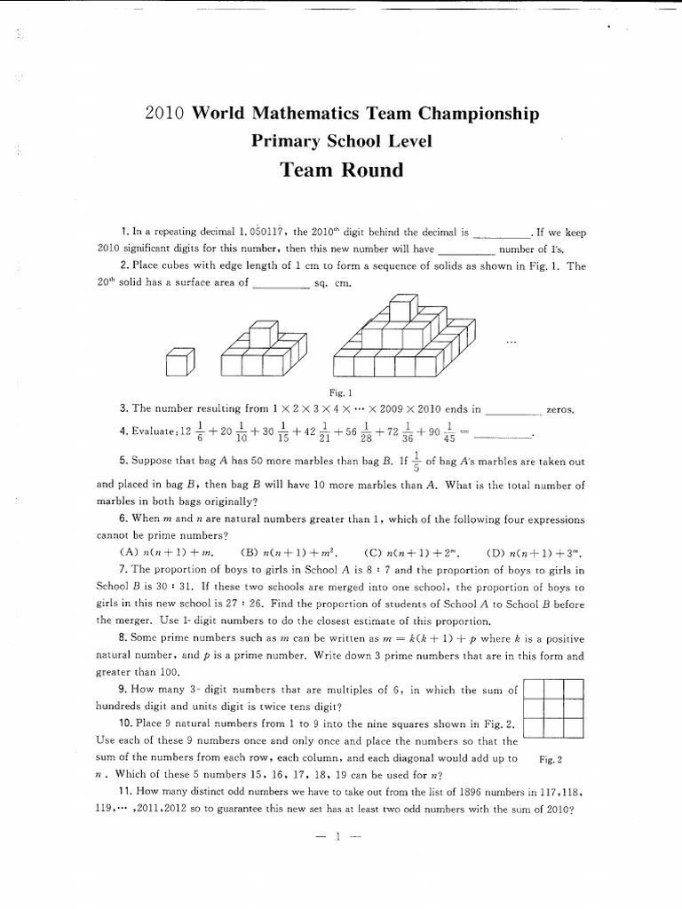 2010 WMTC-Primary Division-Final-A PDF | PDF | Teaching Methods & Materials