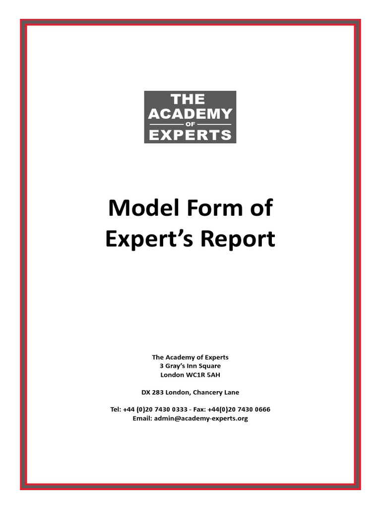 Model Form of Expert's Report: THE Academy Experts | PDF | Alternative ...