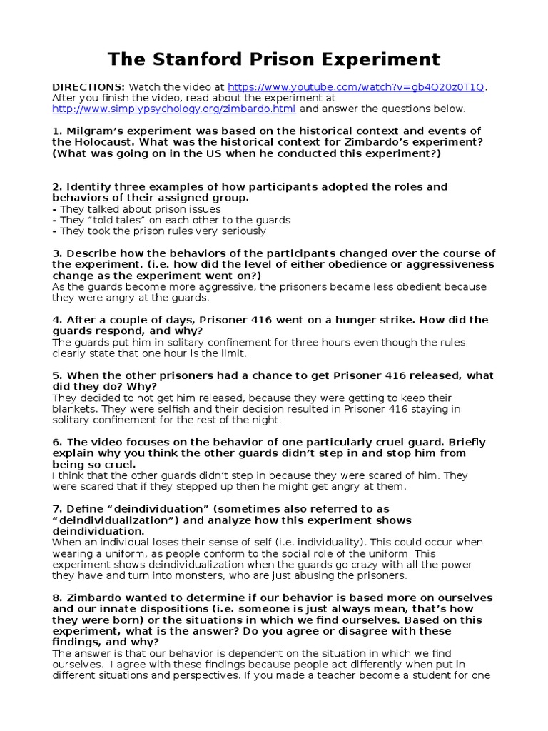 The Stanford Prison Experiment | PDF | Applied Psychology | Behavioural ...