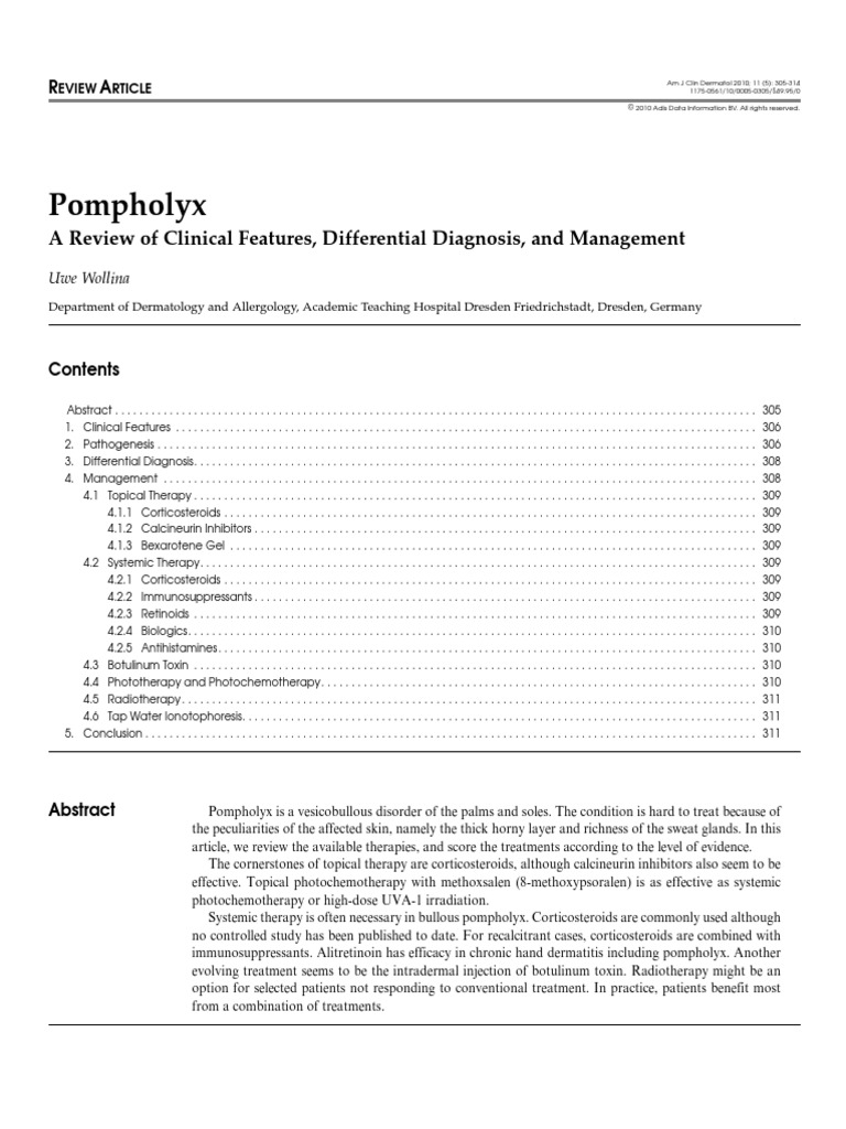 Pompholyx: A Review of Clinical Features, Differential Diagnosis, and ...