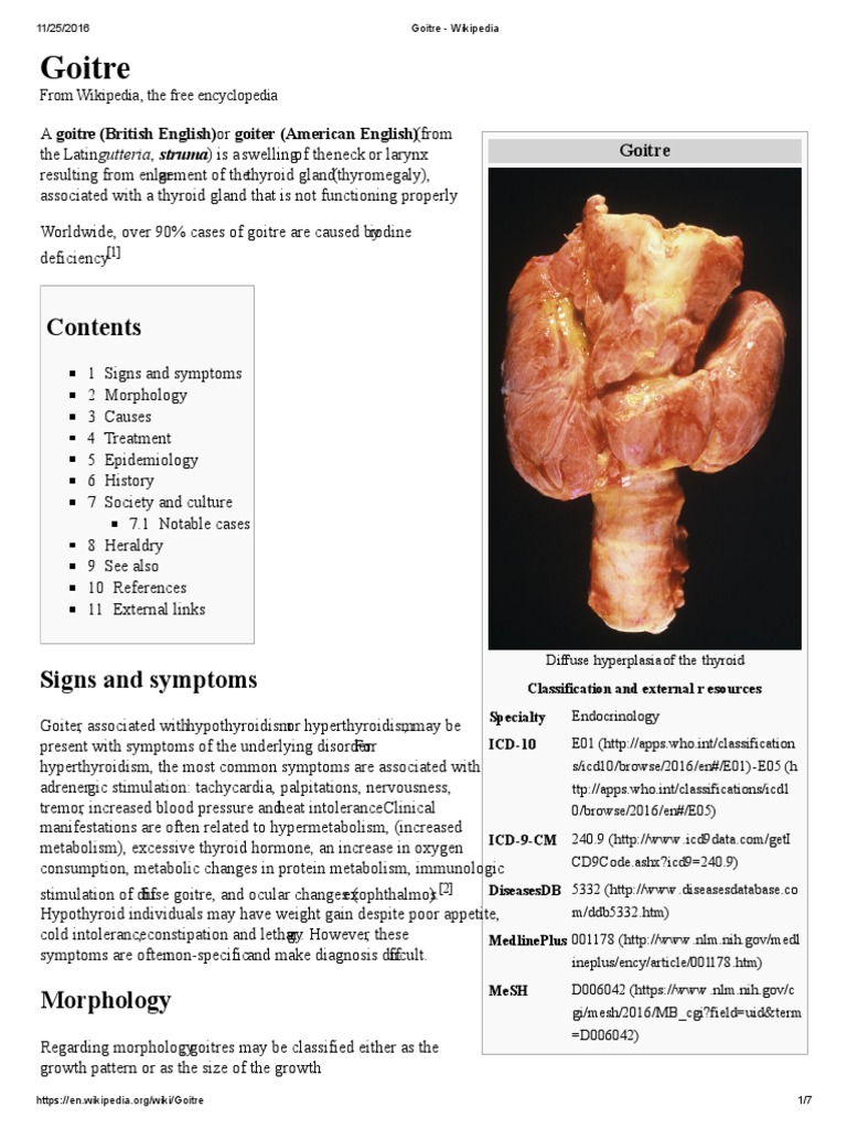 Goitre - Wikipedia PDF | PDF | Endocrine System | Organ (Anatomy)