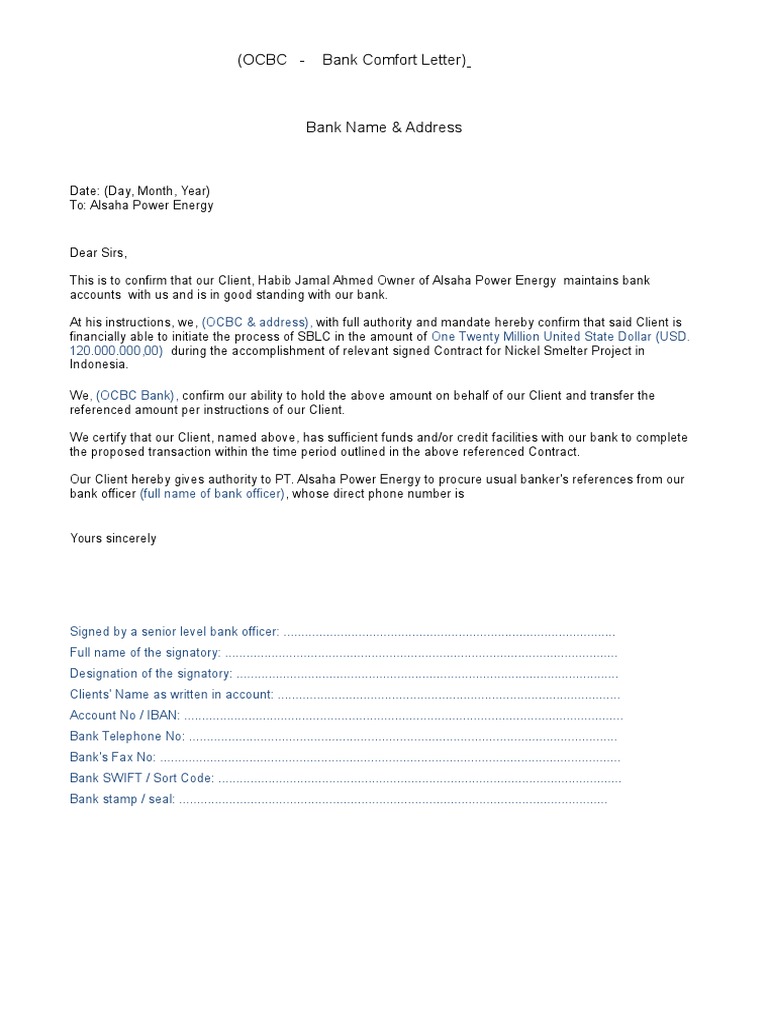 Comfort Letter OCBC | PDF