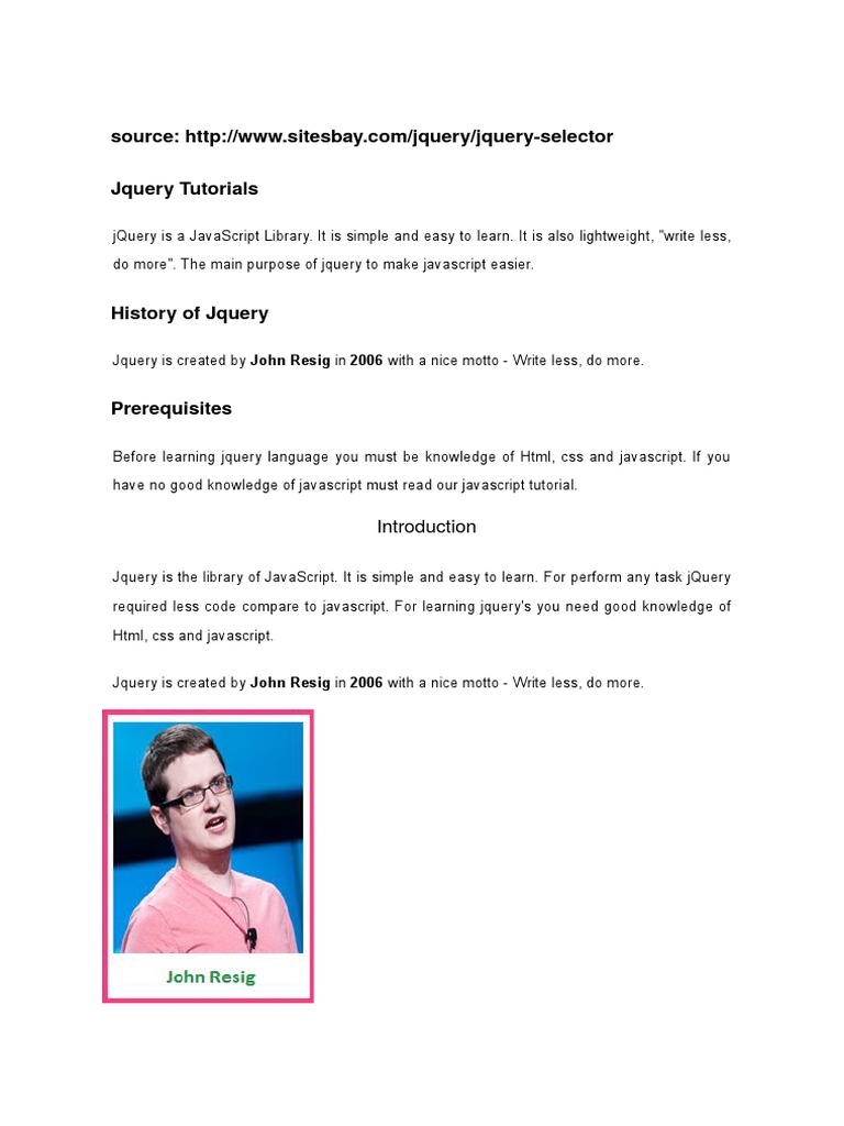 Source: Jquery Tutorials | PDF | J Query | Java Script