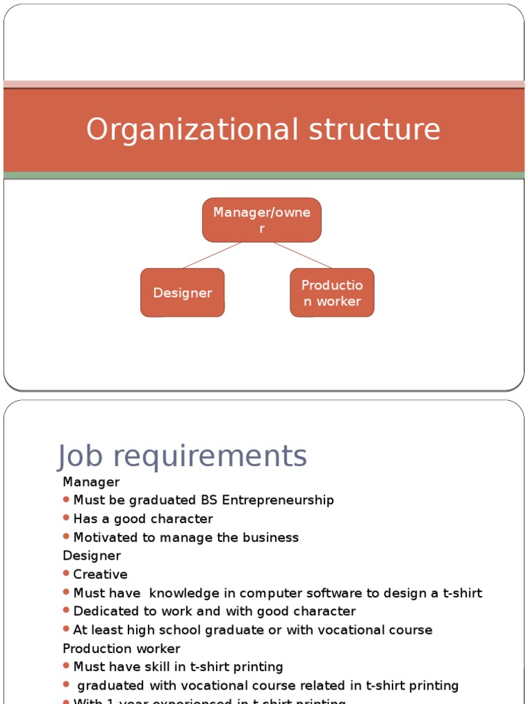 Organizational Structure: Manager/owne R | PDF
