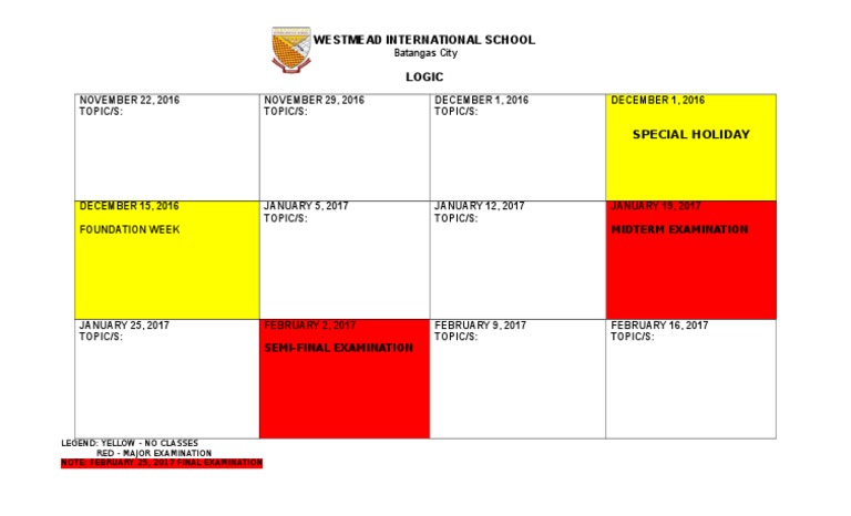 Logic Schedule | PDF