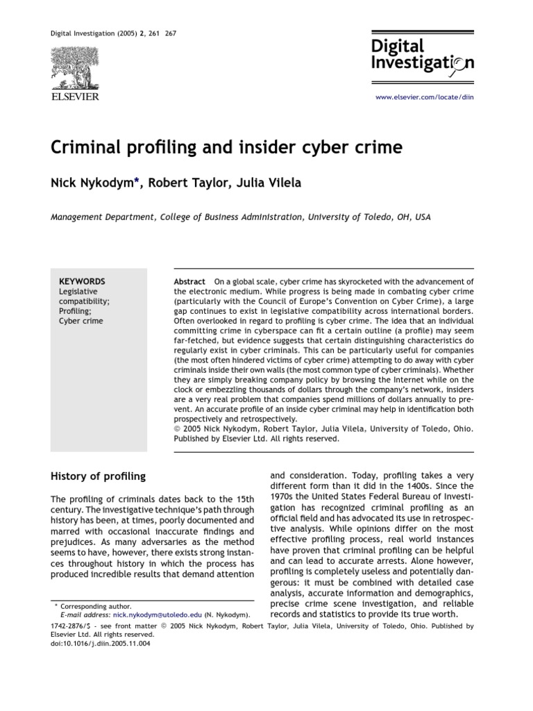 Criminal Profiling and Insider Cyber Crime | PDF | Offender Profiling ...