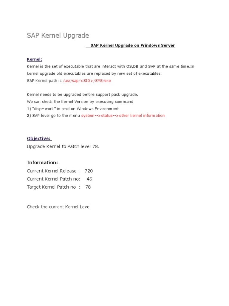 SAP Kernel Upgrade | PDF