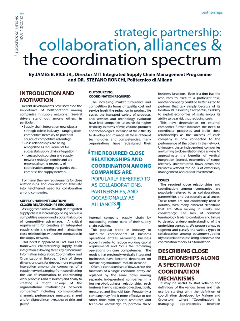 Collaboration, Alliances &: The Coordination Spectrum | PDF | Supply ...