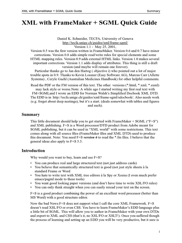 Quick FM XML Guide | PDF | Html Element | Xml