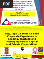 DO No. 147 15 Amending The Implementing Rules and Regulations of Book VI of The Labor Code of ...