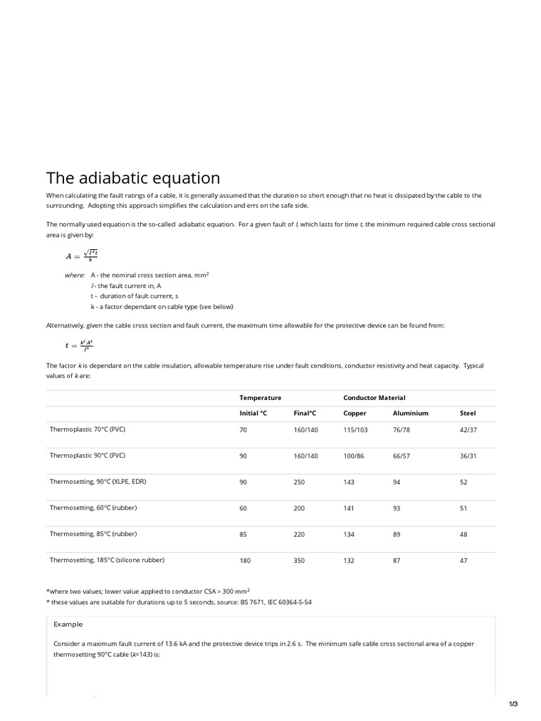 The Adiabatic Equation: Example | PDF | Cable | Heat