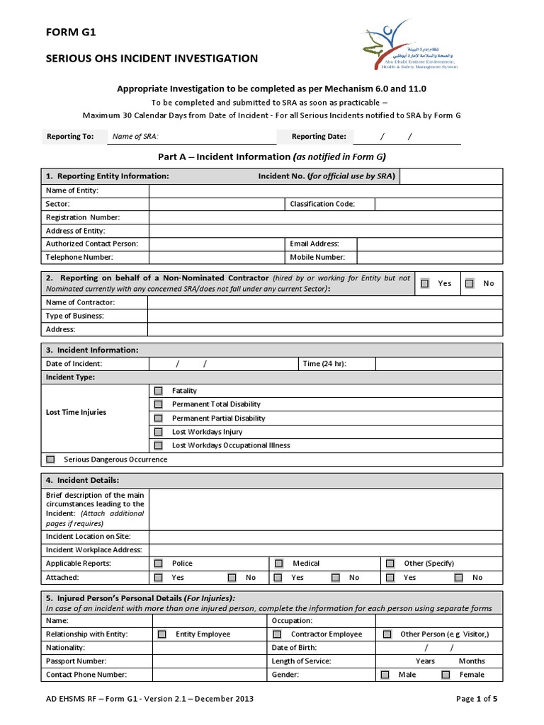 Entity EHS Incident Report | PDF | Personal Protective Equipment | Risk