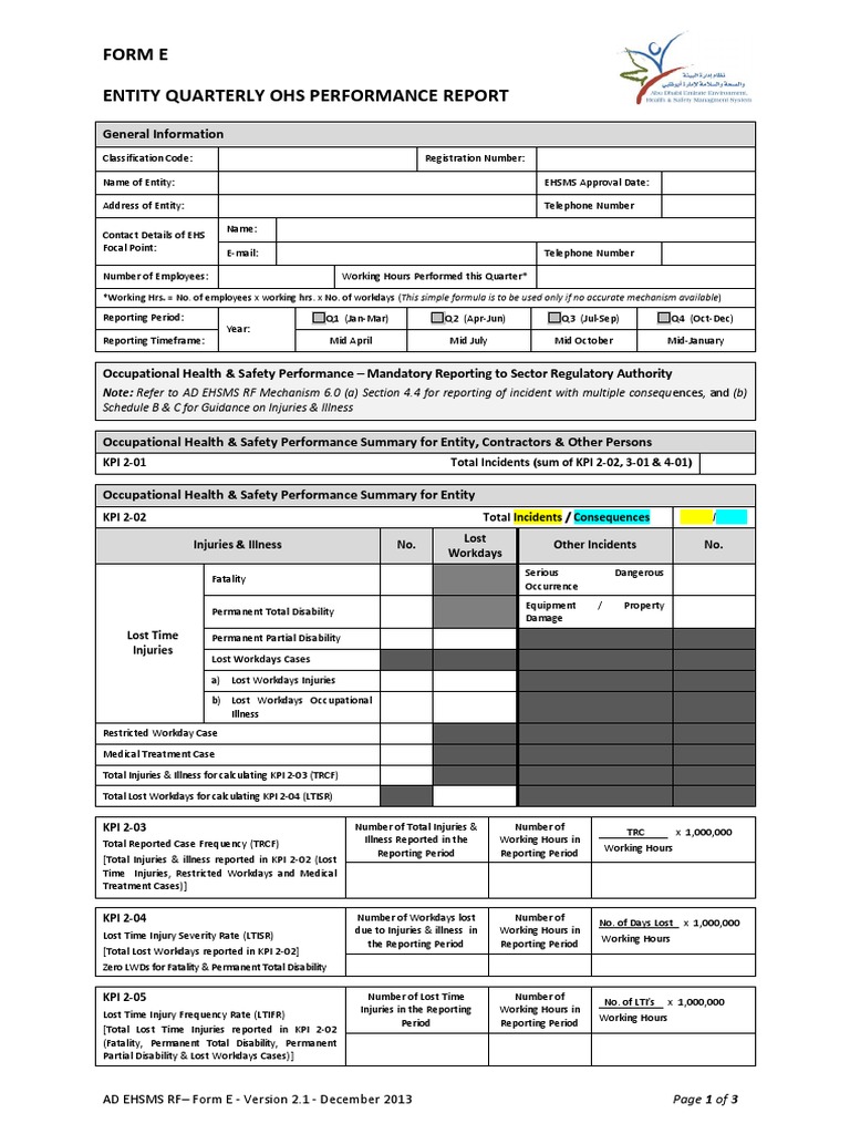 Analyzing Occupational Health and Safety Performance: A Quarterly ...
