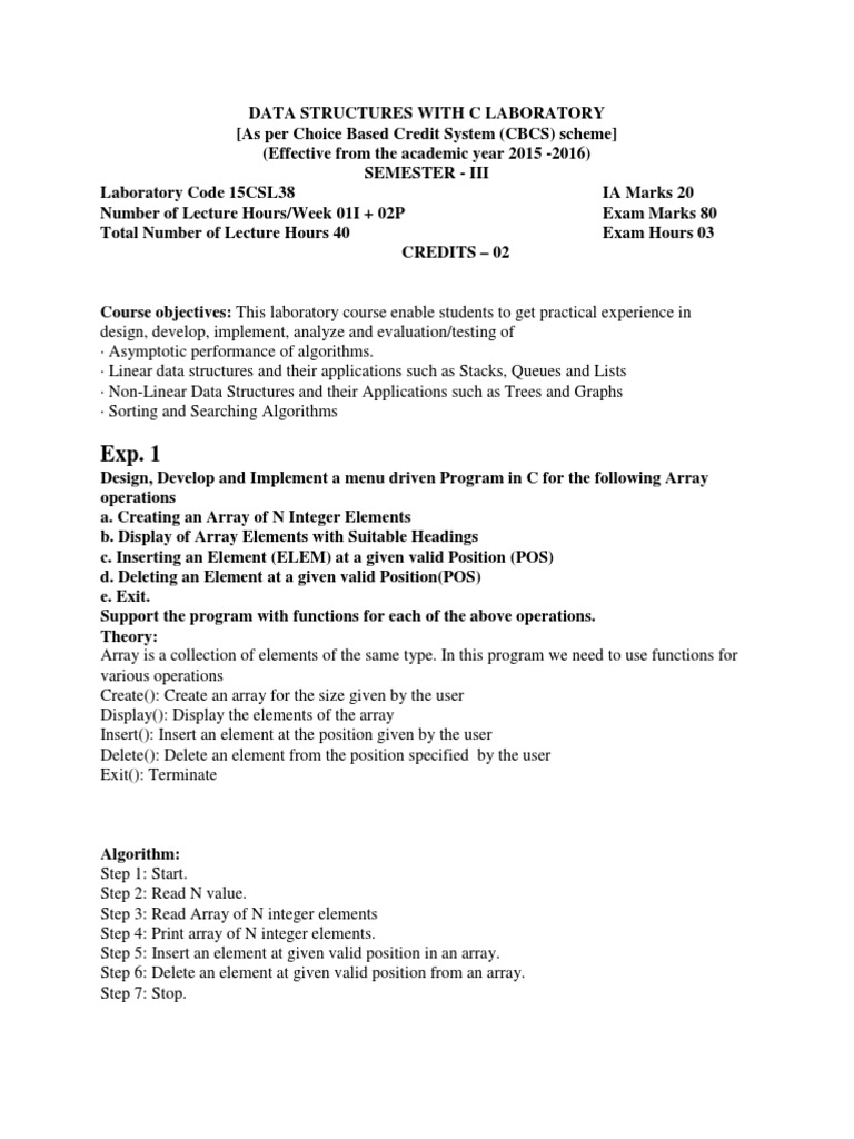 Ds Lab Guide Pdf Queue Abstract Data Type Algorithms And Data Structures