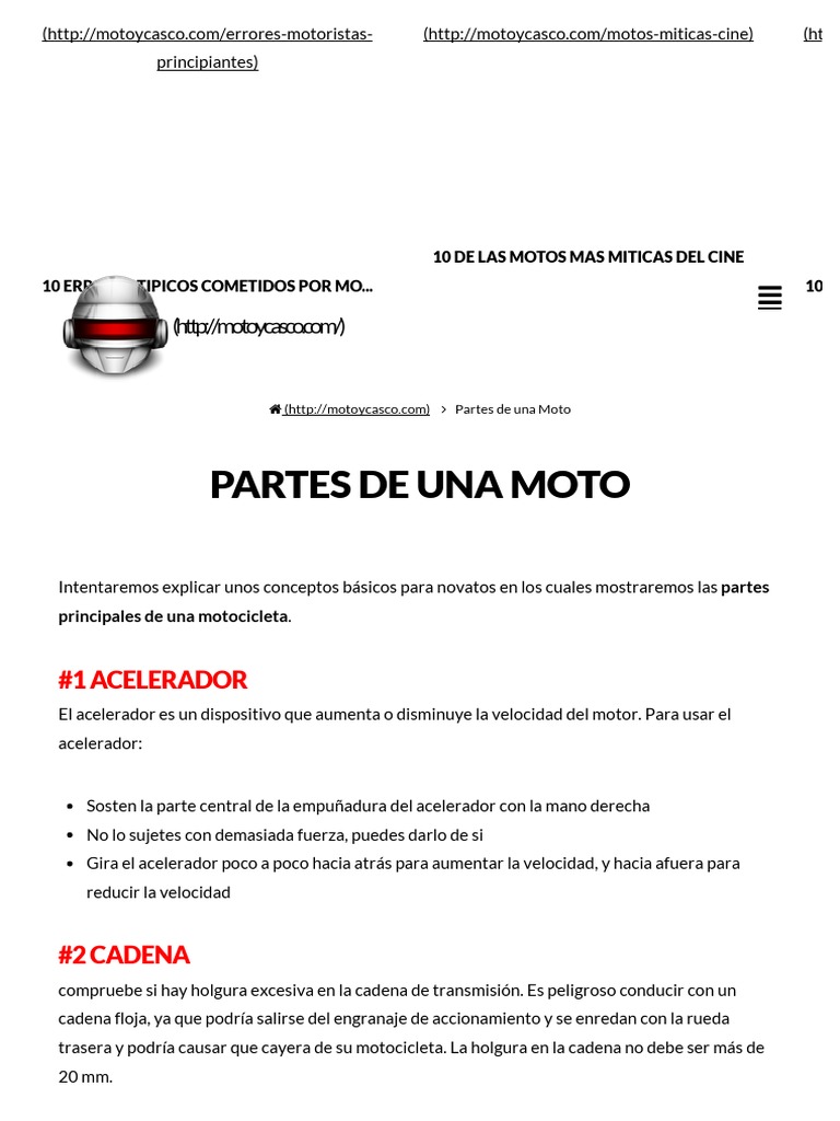 Conoce Todas Las Partes de La Moto | PDF | Motocicleta | Transmisión ...