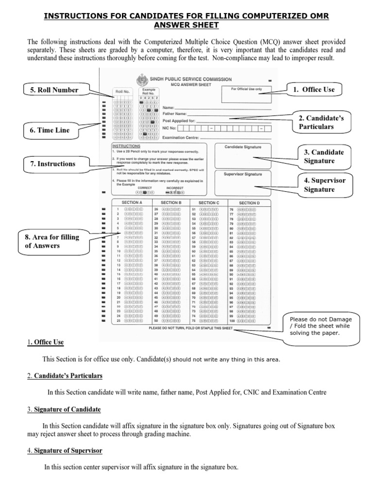 Instructions For OMR Sheet PDF | PDF | Tests | Test (Assessment)