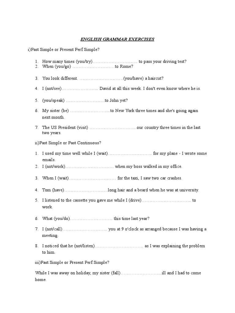 English Grammar Exercises Guide | PDF | Ellipsis | Verb