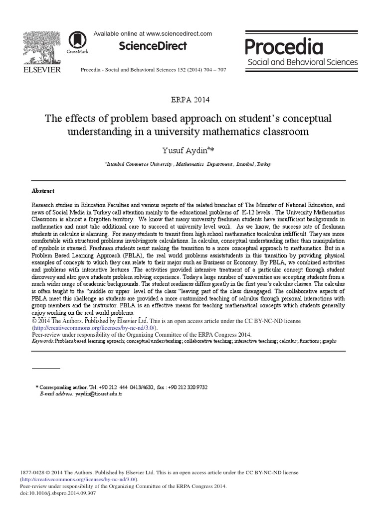 The Effects of Problem Based Approach On Student's Conceptual ...