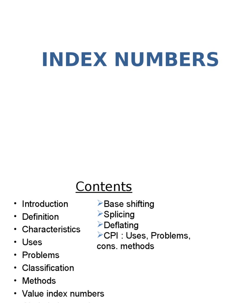 A Comprehensive Overview of Index Numbers: Their Construction, Uses ...