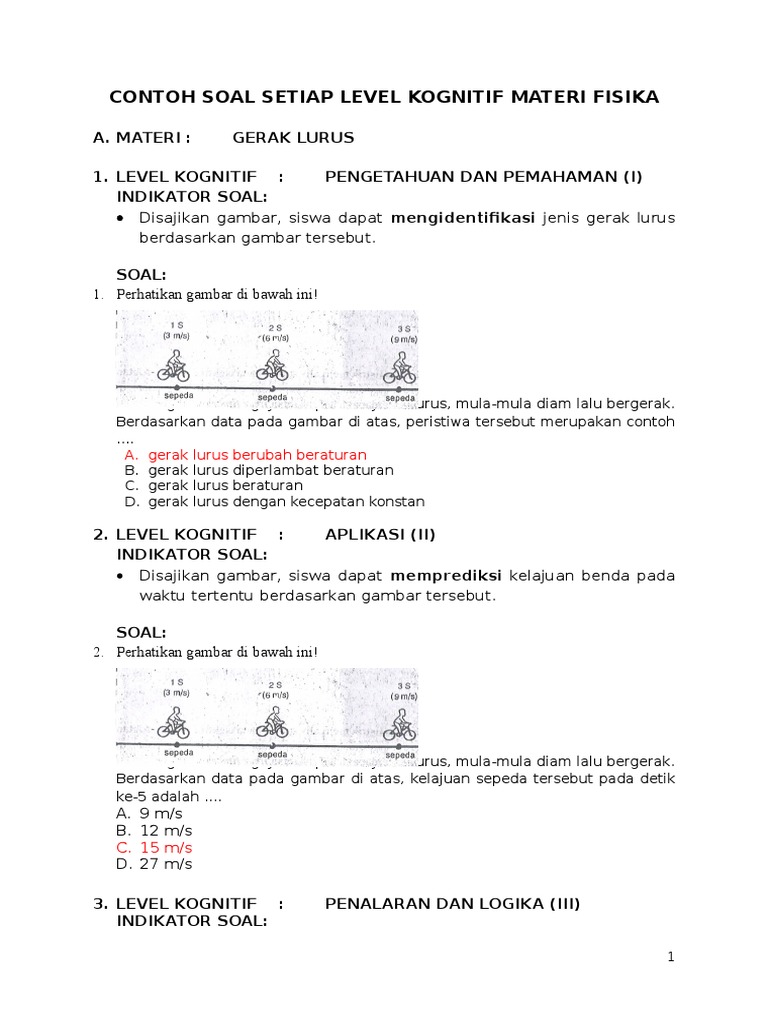 Contoh Soal Level Kognitif Fisika | PDF | Teknologi & Rekayasa