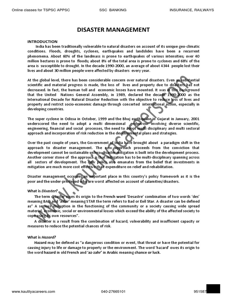 Environmental Issues Disaster Management - Prevention and Mitigation ...