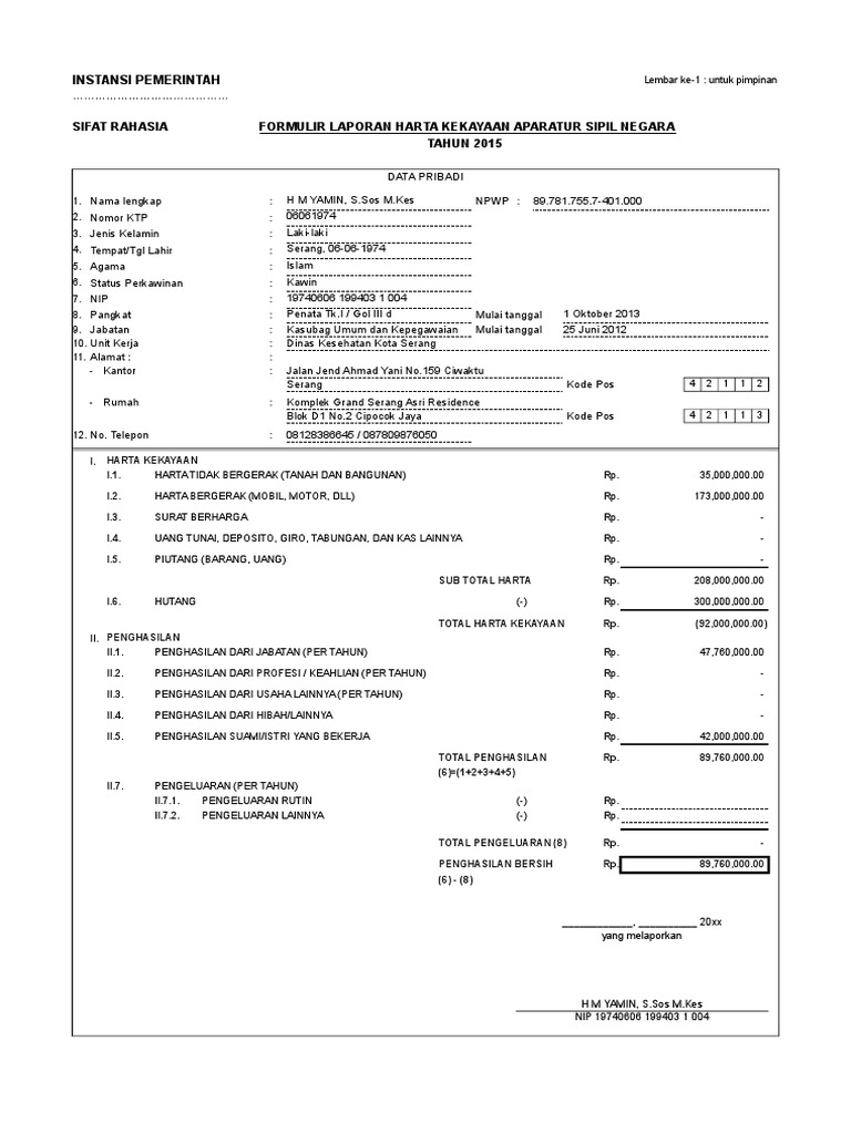Form Isian Lhkasn | PDF