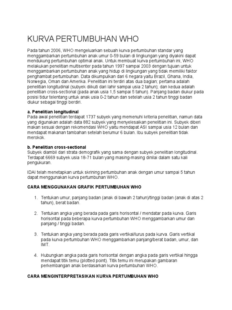 Kurva Pertumbuhan Who Z Score | PDF
