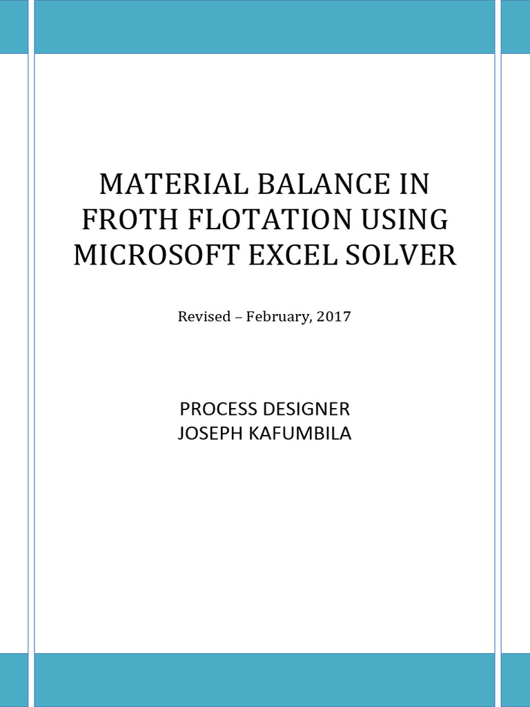 Material Balance in Froth Flotation Using Microsoft Excel Solver | PDF | Microsoft Excel | Quantity