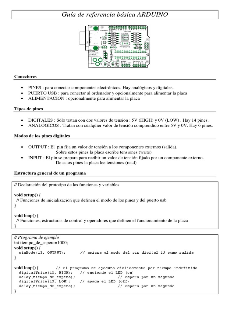 Guía de Referencia Básica Arduino | PDF | USB | Escalar (Matemáticas)