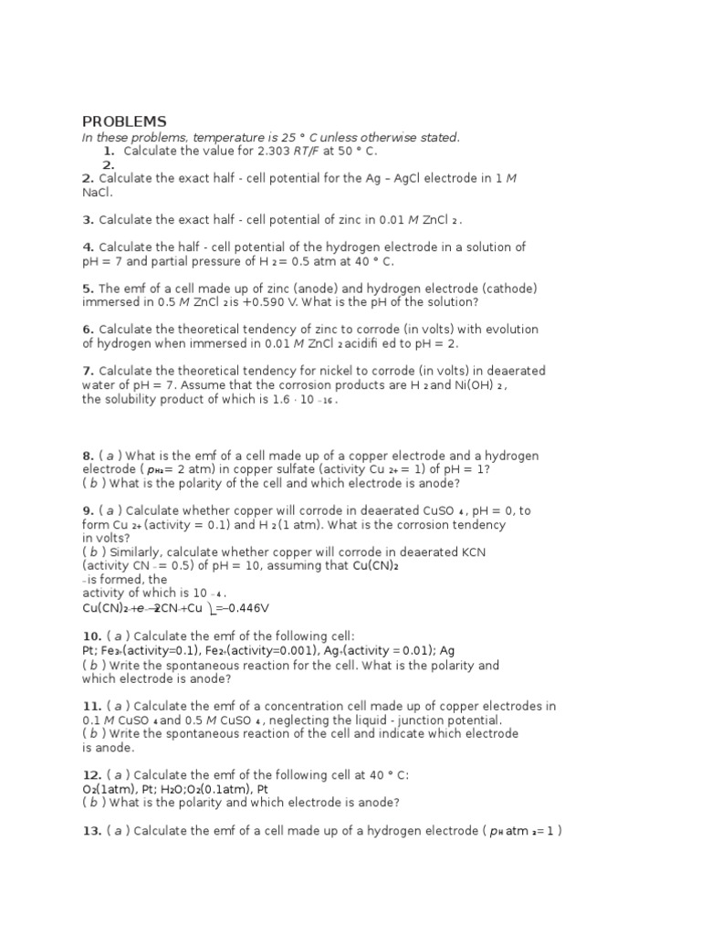 Problemas Termodinamica Electroquimica Corrosion | PDF | Corrosion | Ph
