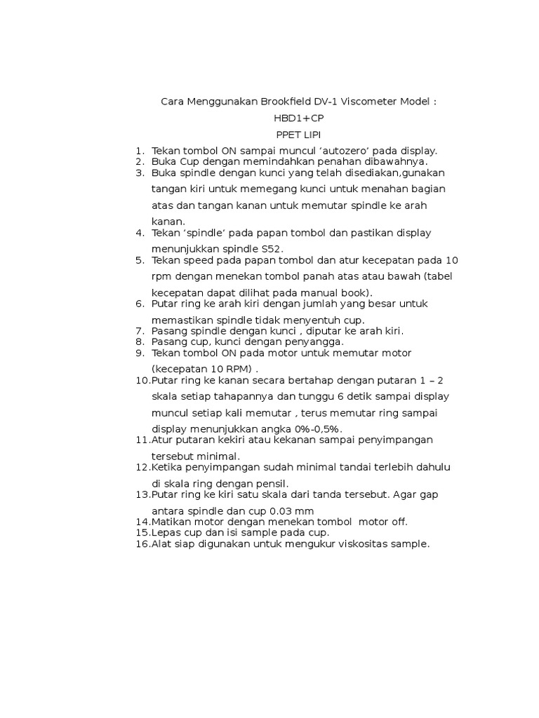 Cara Menggunakan Brookfield DV | PDF