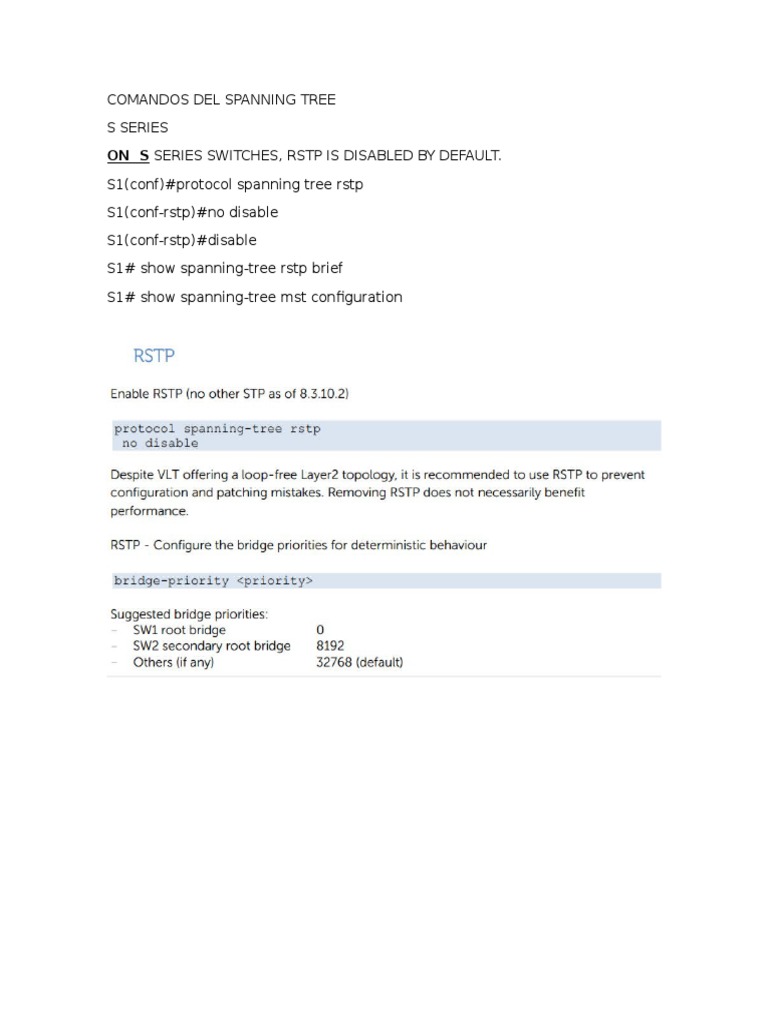 On S Series Switches, RSTP Is Disabled by Default | PDF