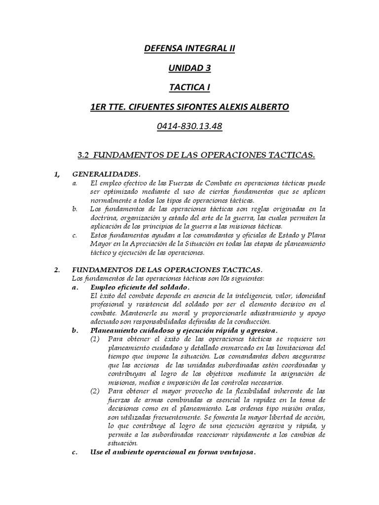 Fundamentos Operaciones Tacticas PDF | PDF | Reconocimiento | Brazos combinados