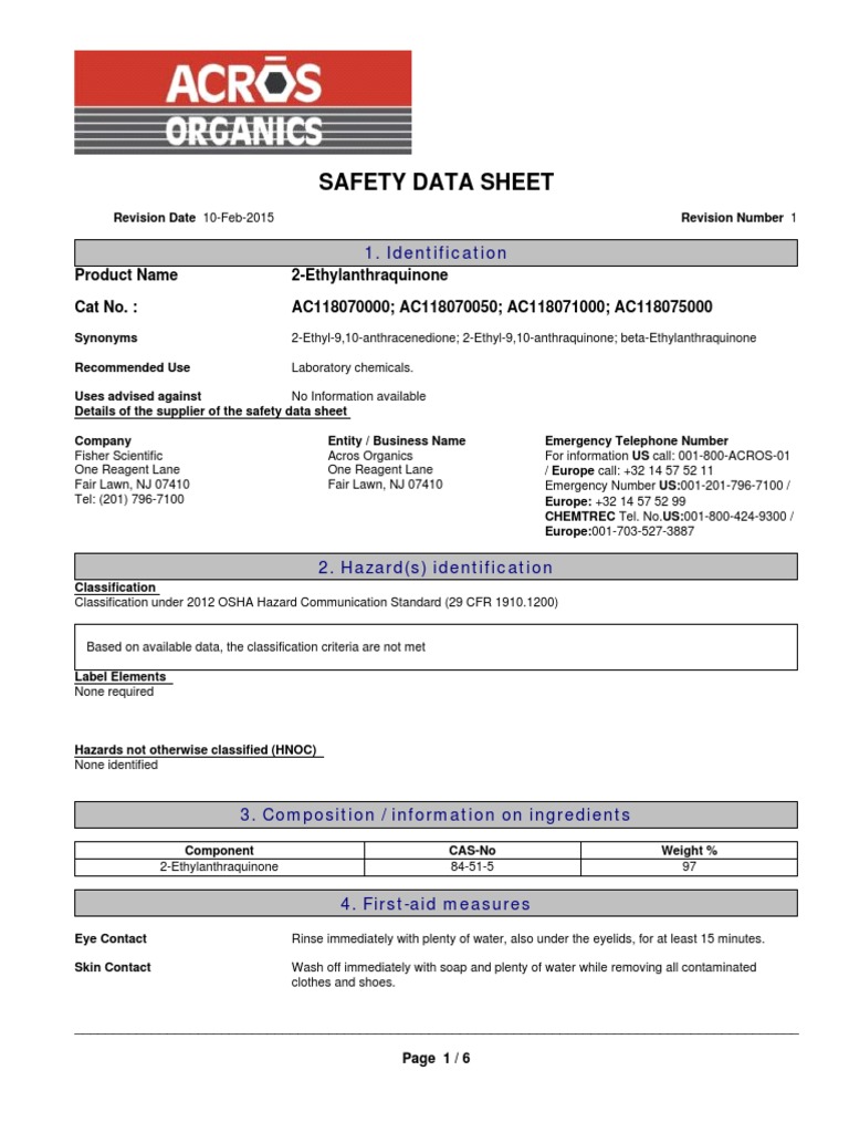 MSDS. 2-EAQ | Carbon Dioxide | Personal Protective Equipment