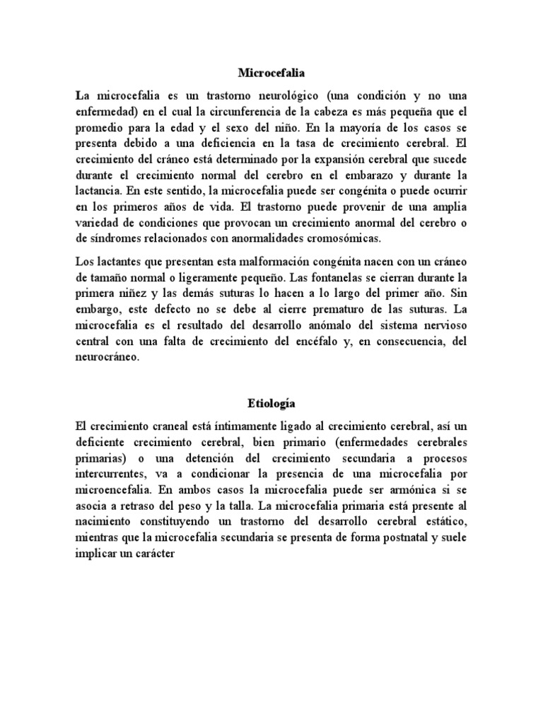 Microcefalia: Causas, Diagnóstico y Tratamiento | PDF | Ct Scan | Cráneo