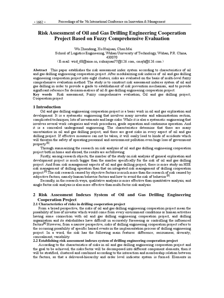 33 - Risk Assessment of Oil and Gas Drilling Engineering Cooperation ...