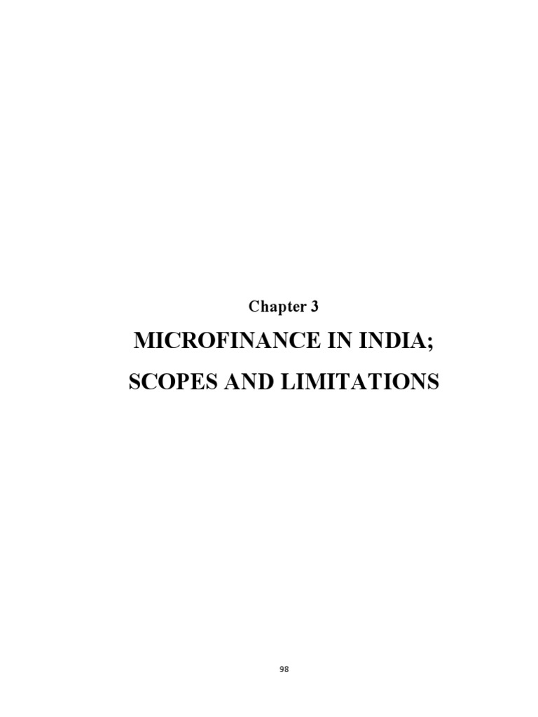 Microfinance in India Scopes and Limitations | PDF | Microfinance | Non Bank Financial Institution