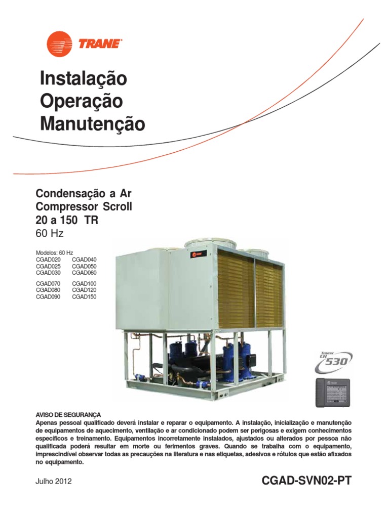 MANUAL CHILLER CGAD 90 TR TRANE 110 CH530.pdf | Pressure | Heat