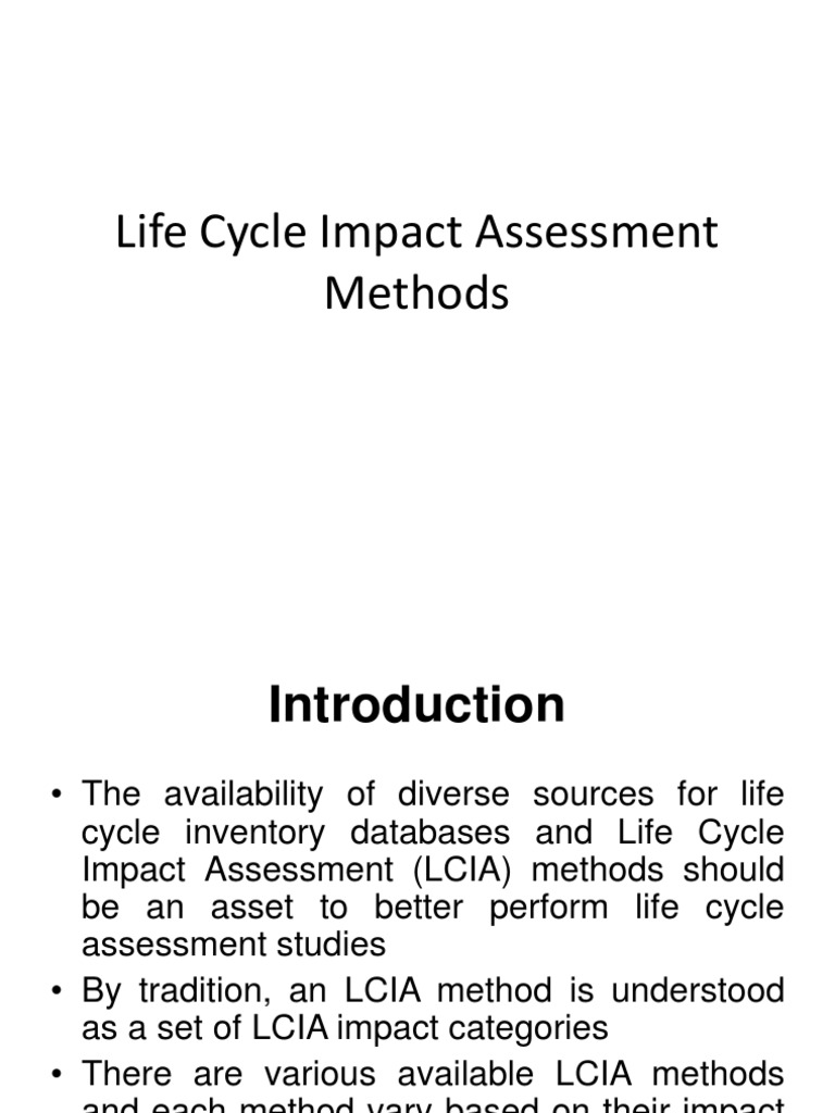 Life Cycle Impact Assessment methods.pdf | Life Cycle Assessment | Air ...