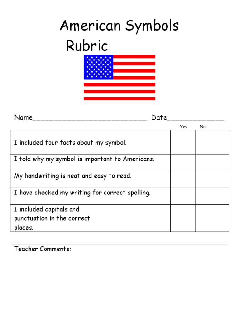 Us Symbols Rubric | PDF | Language Arts & Discipline