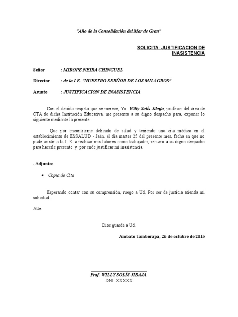 Modelo de Solicitud Permiso Por Salud | PDF