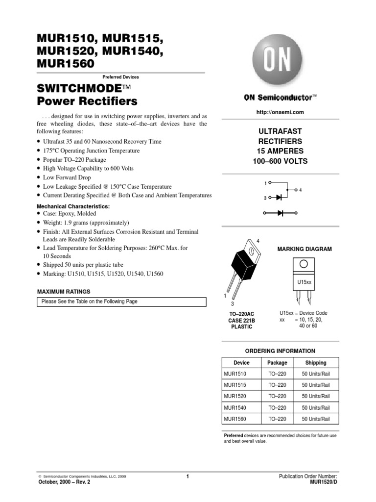 U1560 Diode Datasheet Overview | PDF | Rectifier | Diode