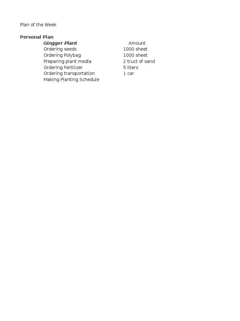 Plan of The Week | PDF