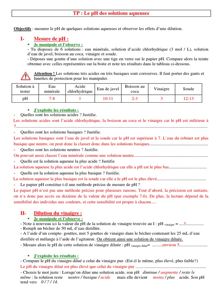 TP PH Correction PDF | PDF | Ph | Acide