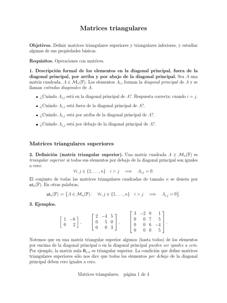 Triangular Matrices Es | PDF | Matriz (Matemáticas) | Triángulo