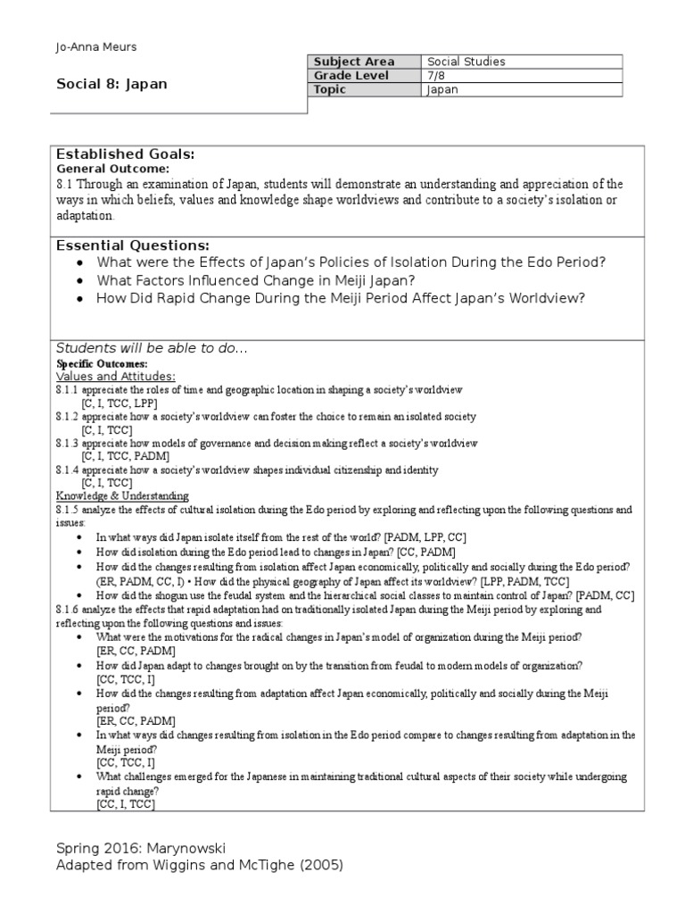 Japan's Isolation and Worldview Changes | PDF | Educational Assessment ...