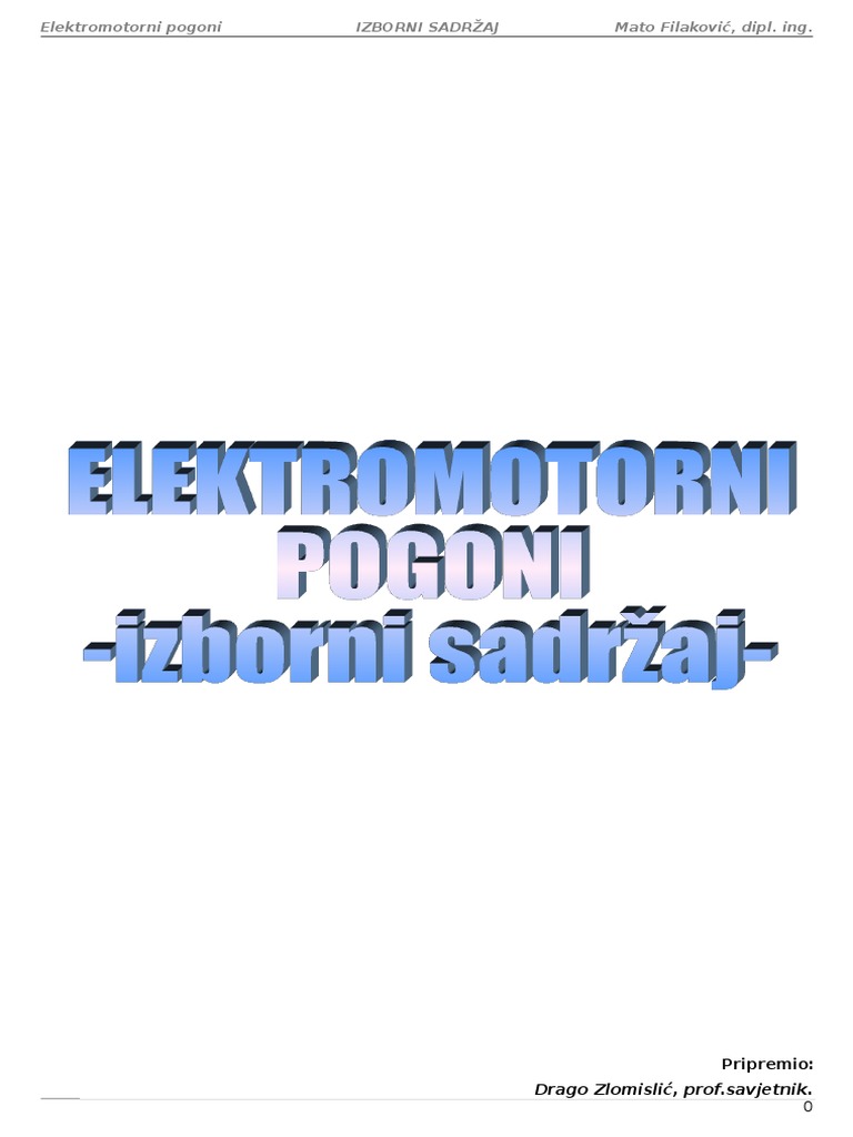Elektro Motorni Pogoni Srednja Skola | PDF
